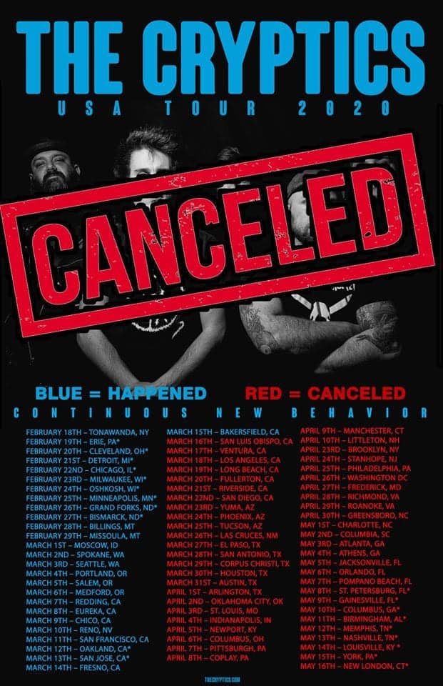 Music News: The Cryptics Cancel Their Upcoming Tour Dates! - GAMES ...